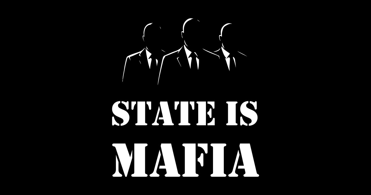 State is mafia white FRONT DESIGN - Ancap - Sticker | TeePublic