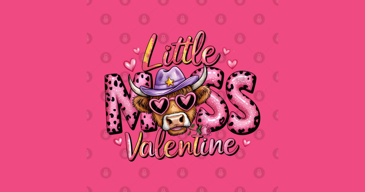Little Miss Valentine Highland Cow Cowgirl - Valentine Cow - T-Shirt ...