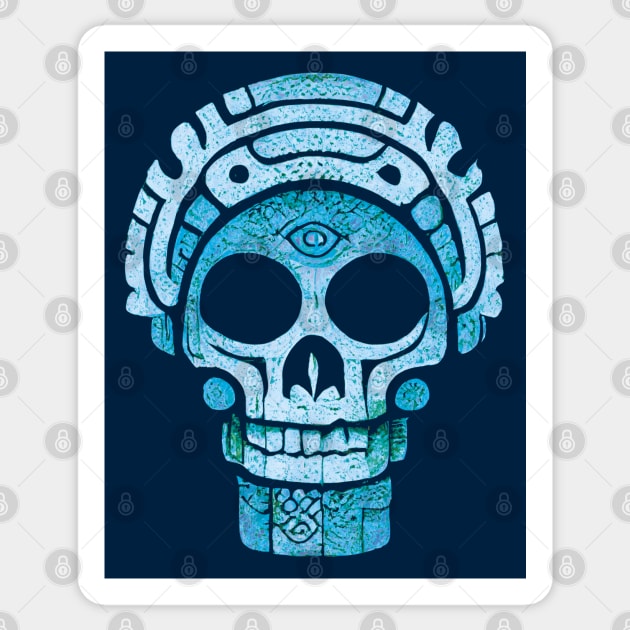 Mayan Blue Tribal Skull - Skull - Sticker | TeePublic