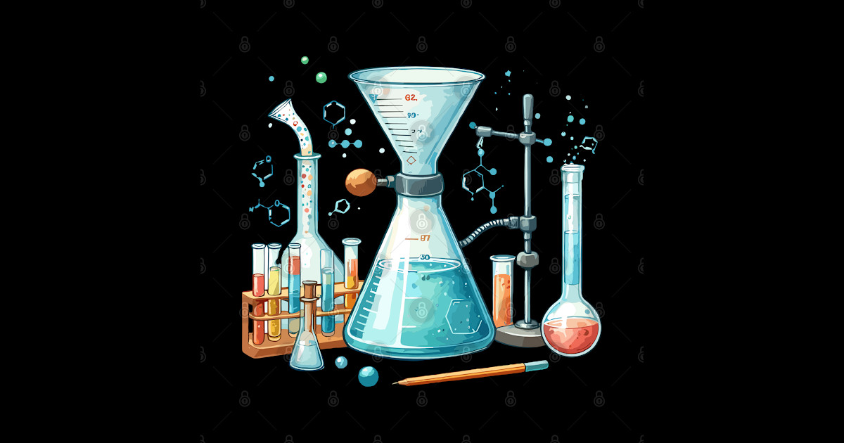 Chemistry Lab Funnel Beakers - Science - Sticker | TeePublic