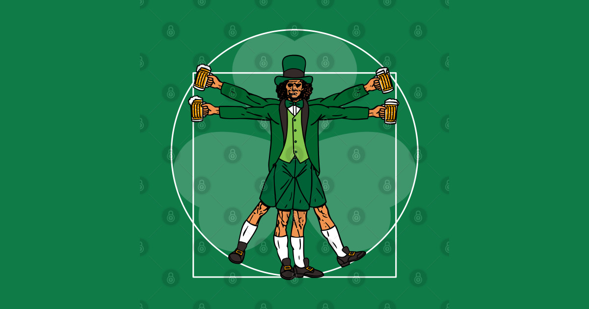 Vitruvian Irishman Saint Patrick's Day - St Patricks Day - T-Shirt ...