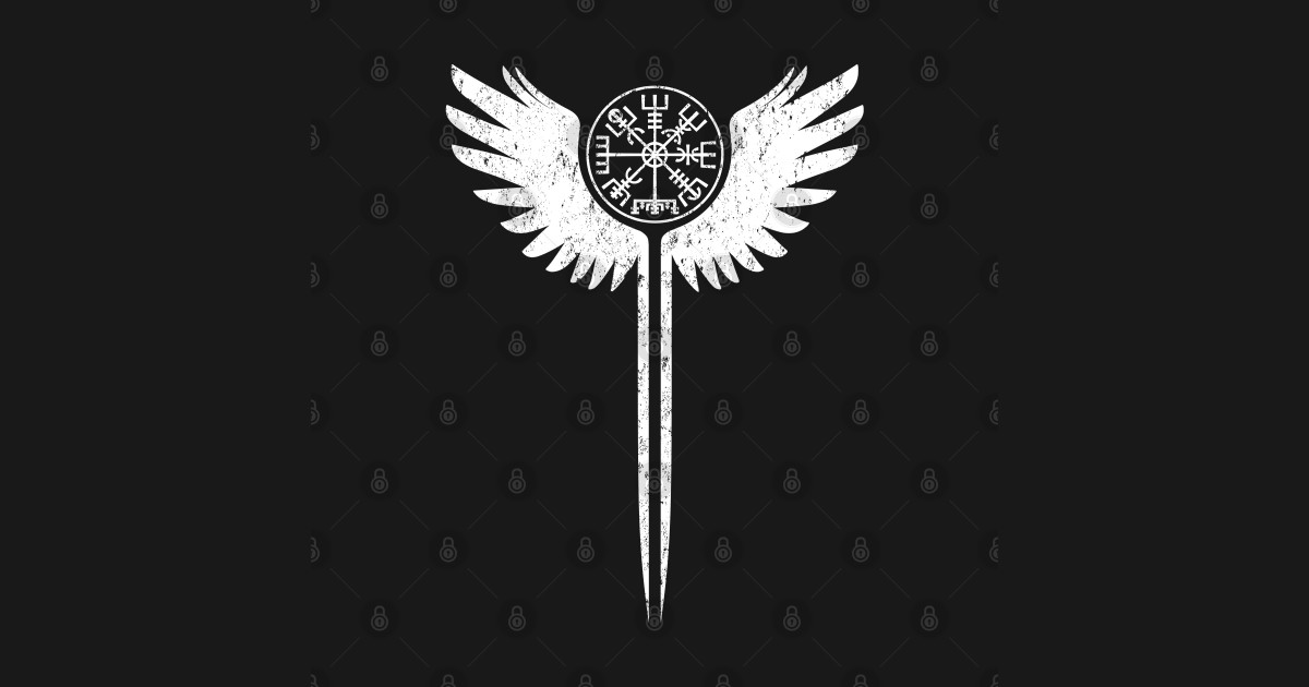 Wings of the Valkyries and Vegvisir - Shieldmaiden - Magnet | TeePublic
