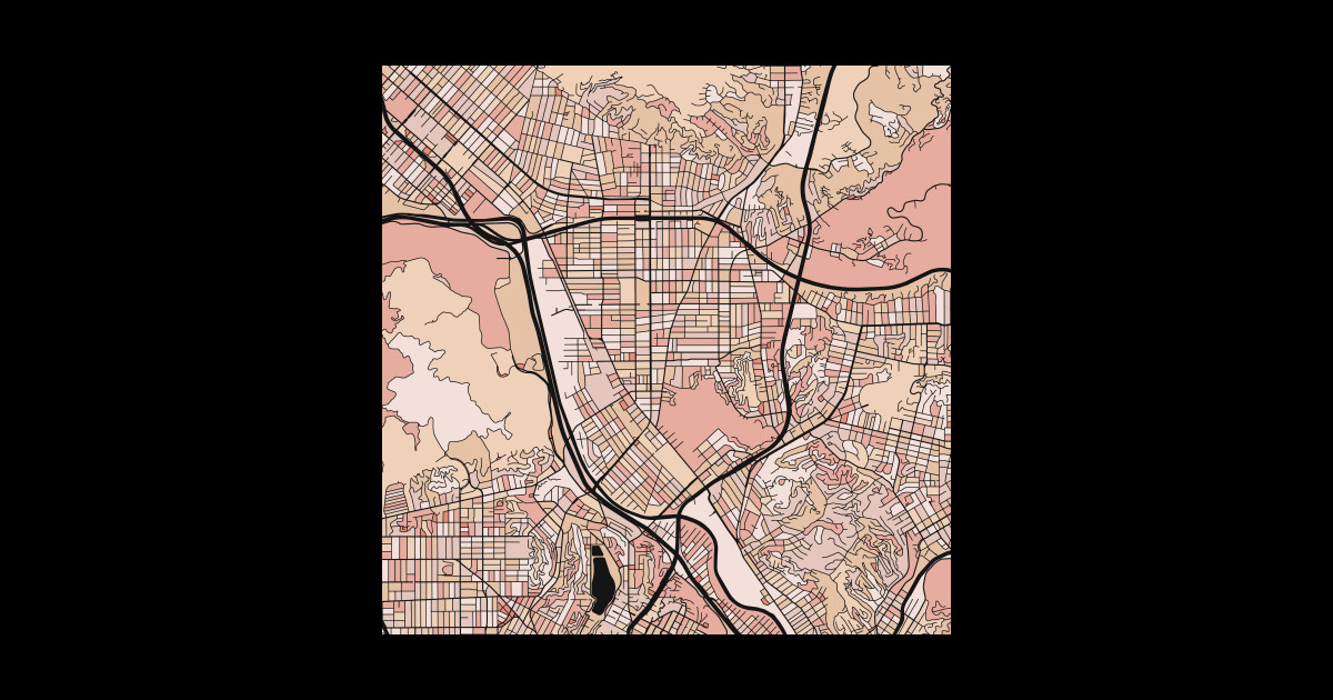 Glendale Map Pattern in Soft Pink Pastels - Glendale Map - Sticker ...