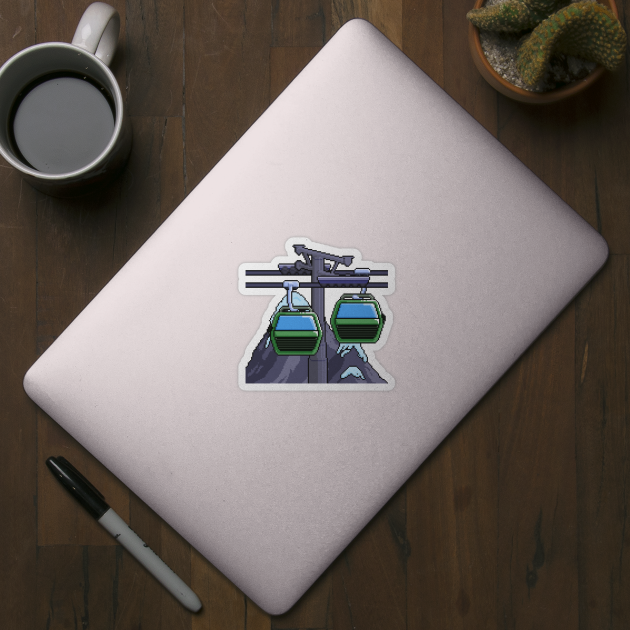 Pixel Art Cable car - Pixel Art - Sticker | TeePublic