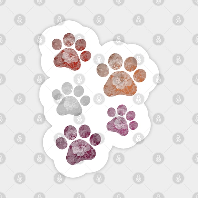 Subtle Floral Paw Prints Flag - Lesbian Flag - Magnet | TeePublic