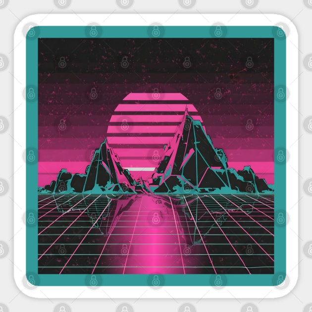 Synthwave sun within mountains - Synthwave Sun - Sticker | TeePublic