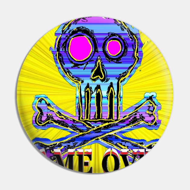 Gamer Game Over Skull by LowEndGraphics - Gamer - Pin | TeePublic