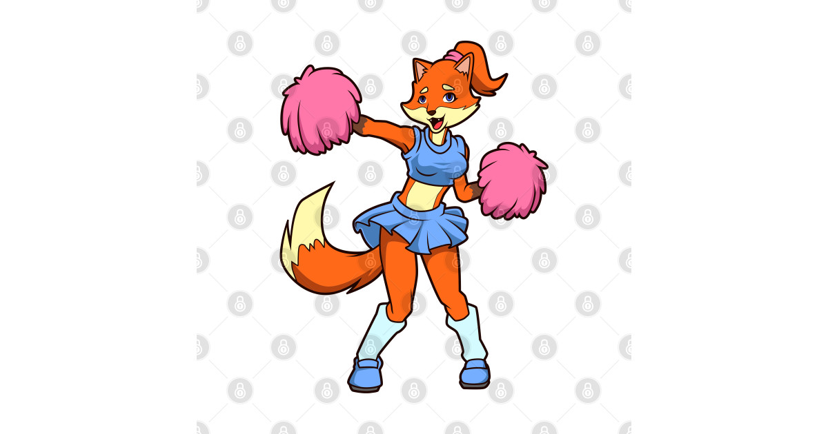 Cartoon Cheerleader Fox - Cheerleading Fox - T-Shirt | TeePublic