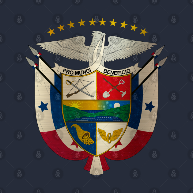Panama Coat of Arms and Starry Nights Shield - Panama - T-Shirt | TeePublic