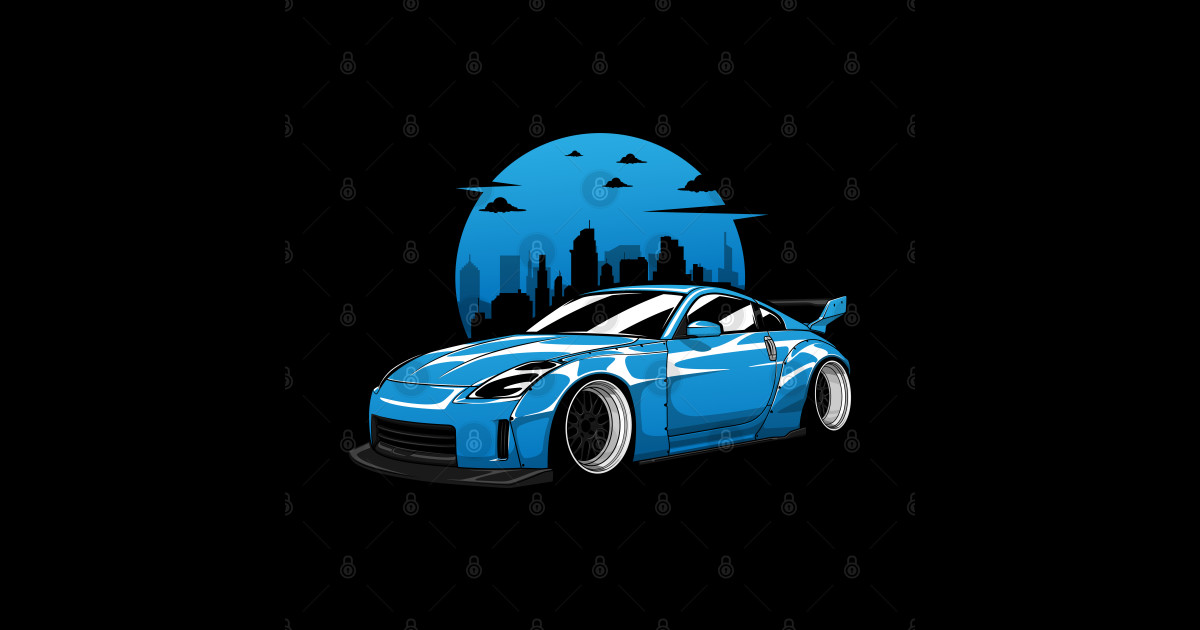Blue 350Z Fairlady Z widebody JDM - 350z - Sticker | TeePublic