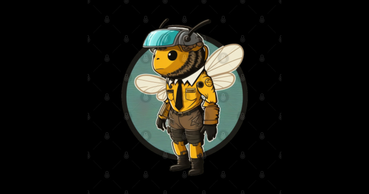 An Engineer Bee - Futuristic hive. - Bee - Sticker | TeePublic