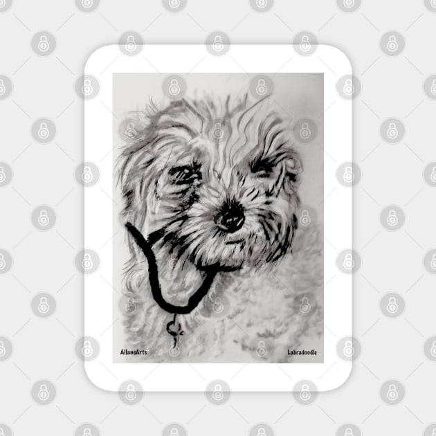 Hand drawn 'Labradoodle' portrait - Dog - Magnet | TeePublic