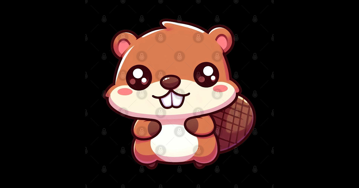 Charming Kawaii Beaver - Beaver - Sticker | TeePublic
