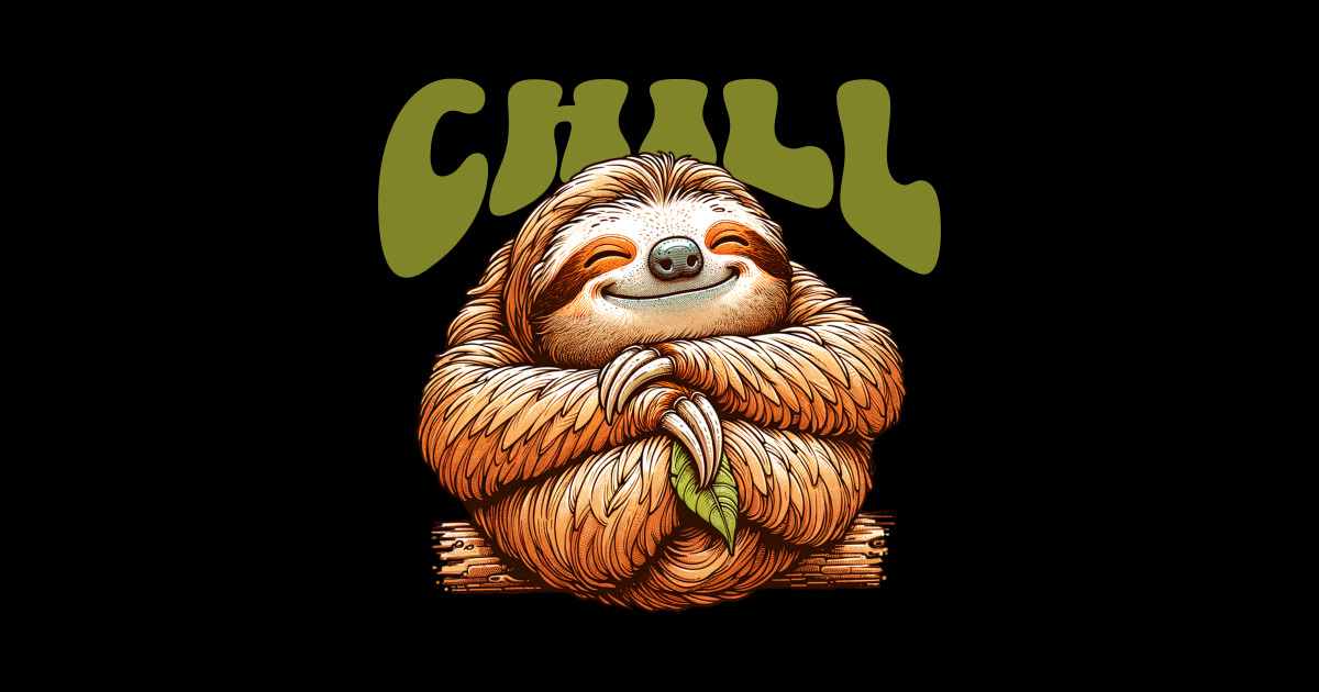 Positive Words Animal - Chill Sloth - Happy Animal Floral Bird Red ...