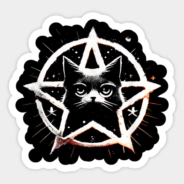 Black Cat Pentagram Pentacle Kitty Kitten - Black Cat - Sticker | TeePublic