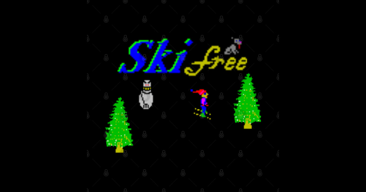 Skifree Retro 90’s PC Game - Skifree - T-Shirt | TeePublic
