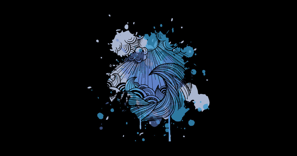 Zentangle Wave Blue - Wave - Sticker | TeePublic