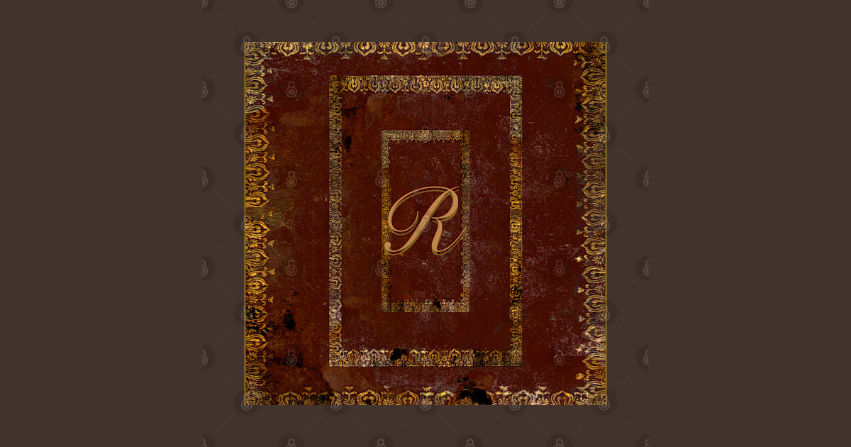 Classic Worn Gilded Leather Book Cover Design Letter R - Initial R - T ...