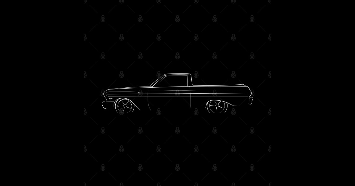 1965 Ford ranchero - profile stencil, white - Falcon - Posters and Art ...