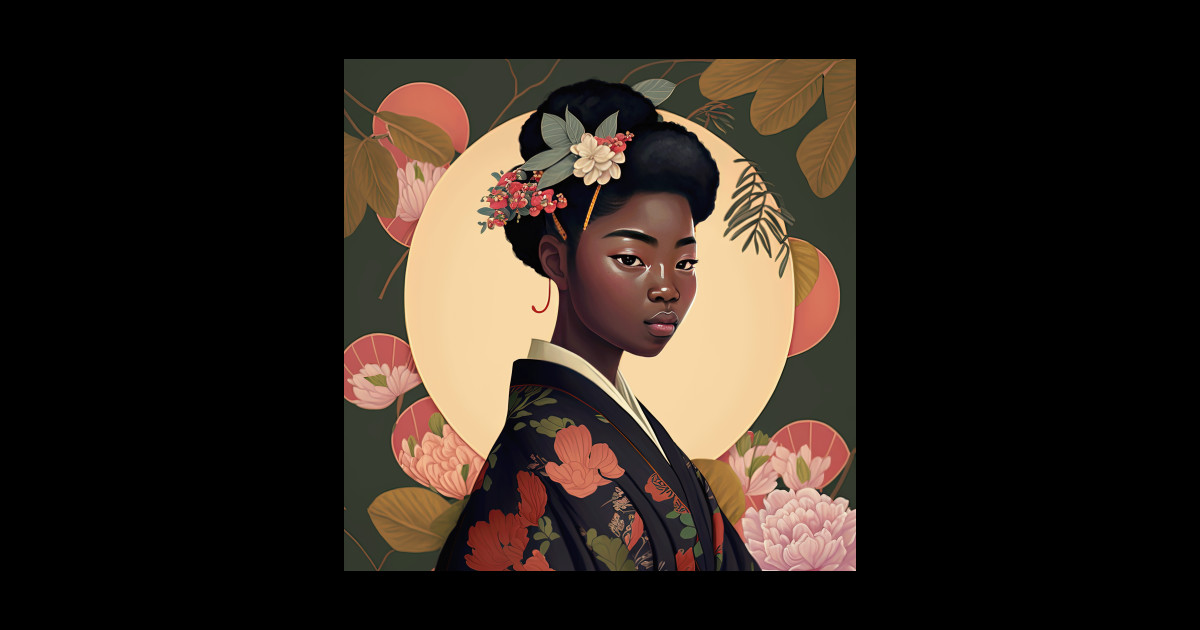 Black Asian Blasian Kimono Girl Afro Asian culture - Blasian - Posters ...