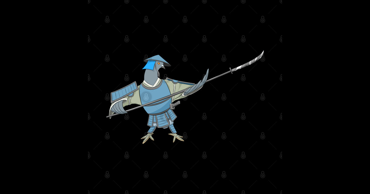 Samurai Pigeon (Naginata version) - Samurai Pigeon - Sticker | TeePublic