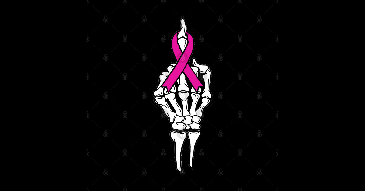 Pink Awareness Ribbon on middle finger skeleton hand - Pink Awareness ...