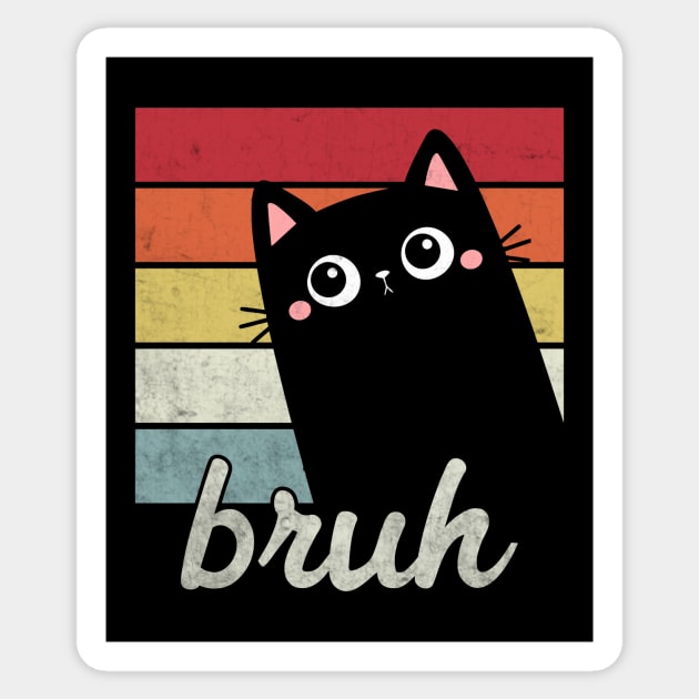 Bruh Funny Cat Meme Sunset - Cat - Sticker | TeePublic