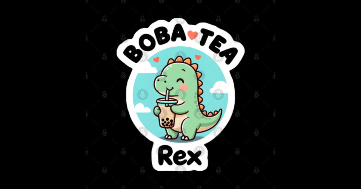 Playful Boba Tea Rex - Dinosaur - Sticker | TeePublic