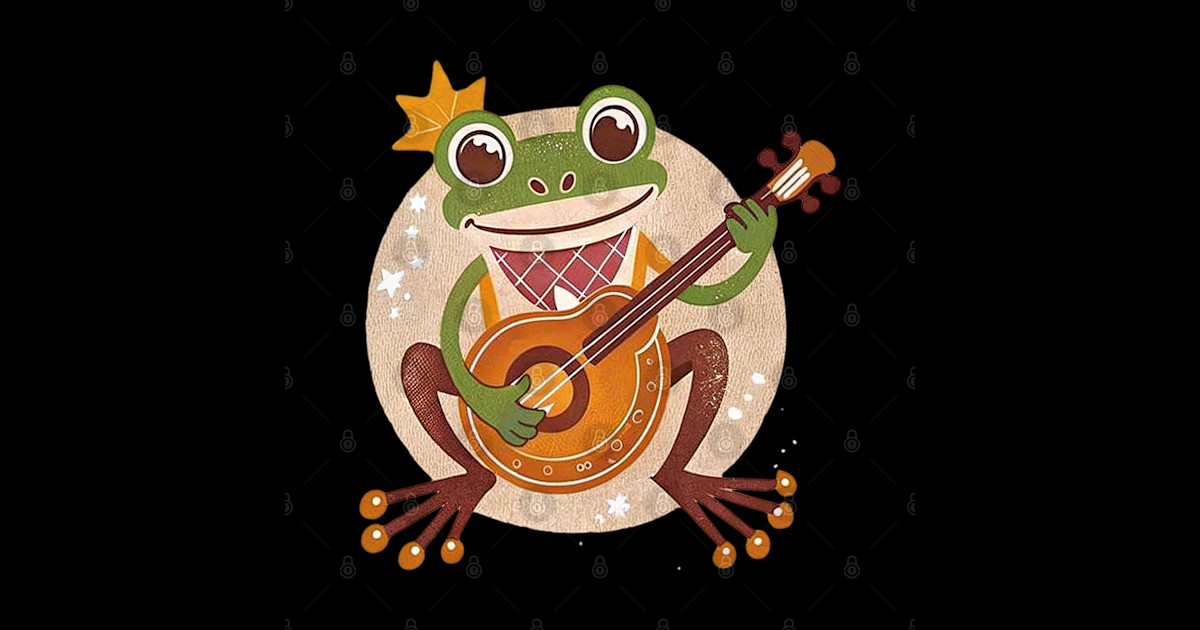 Frog with banjo - Frog - Sticker | TeePublic