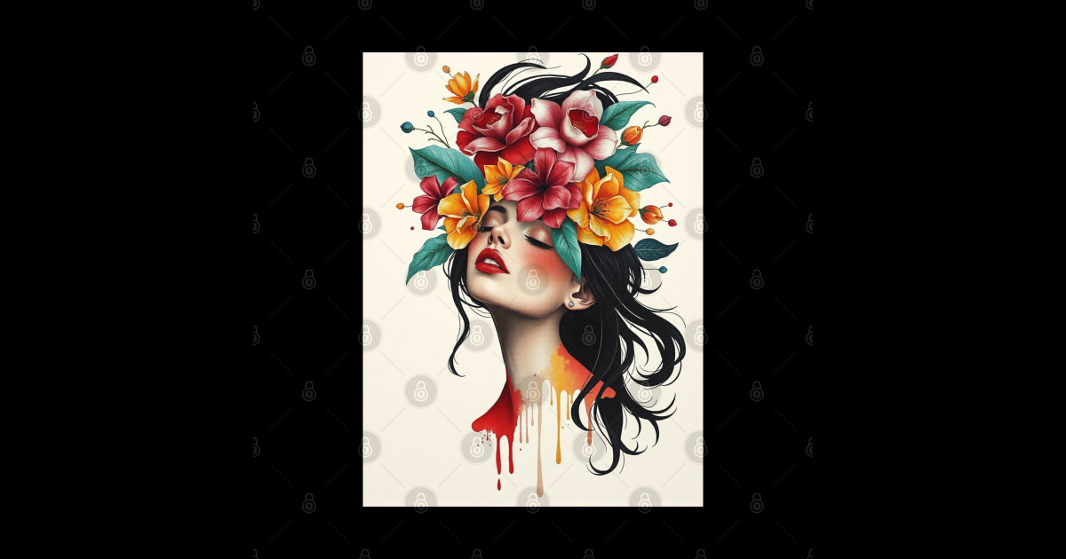 Vintage Flower Face - Floral - Sticker | TeePublic