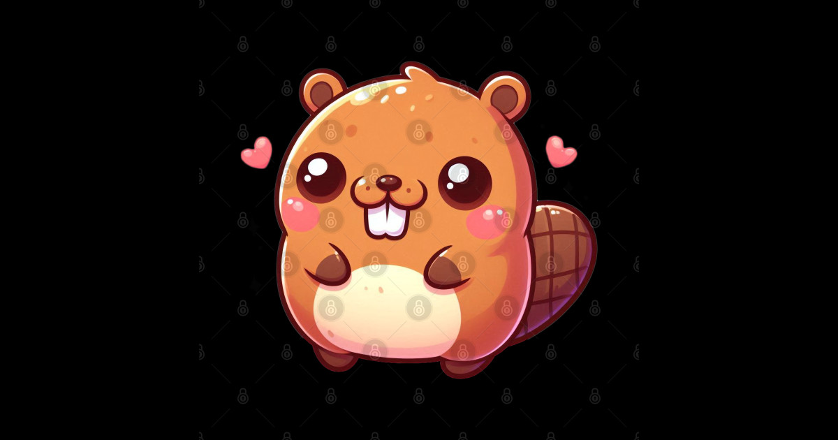 Charming Kawaii Beaver - Beaver - Sticker | TeePublic