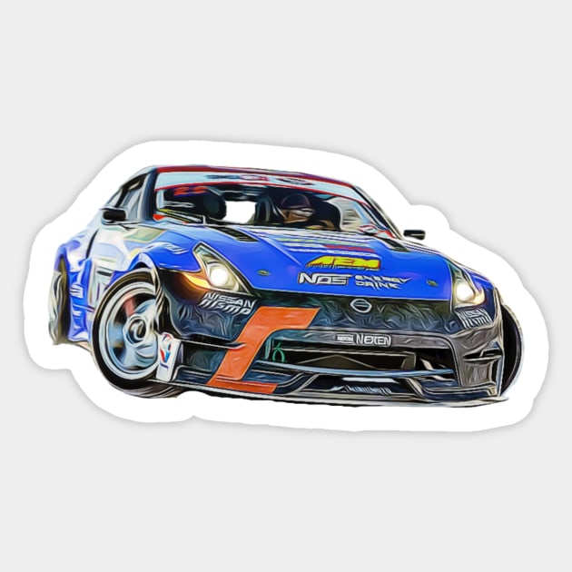 350z Drift Cartoon - Classic - Sticker | TeePublic