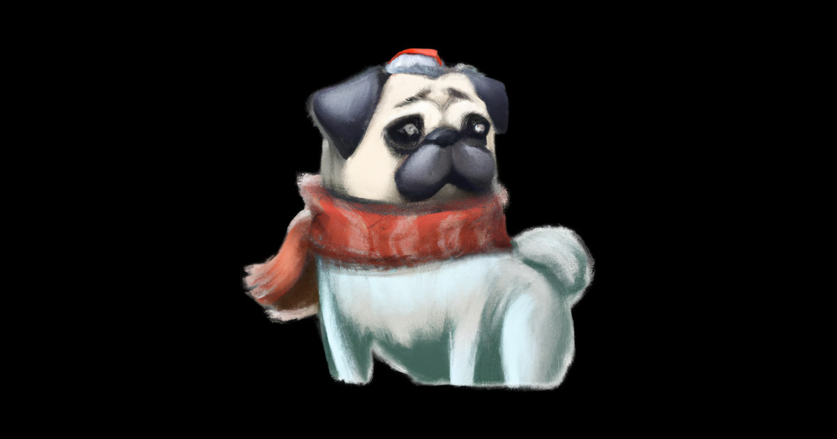 Cute Pug Drawing - Pug - Sticker | TeePublic