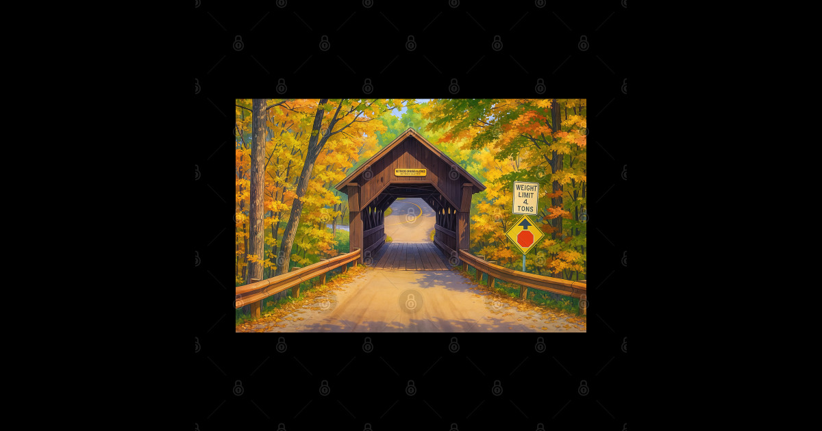 The Historic Gold Brook Covered Bridge - Covered Bridge - Sticker ...