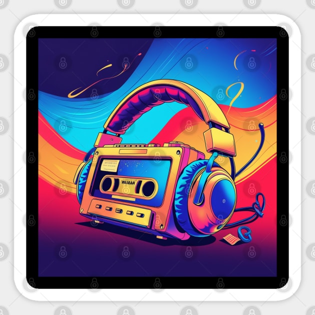 Retro Walkman Headphones - Walkman - Sticker | TeePublic