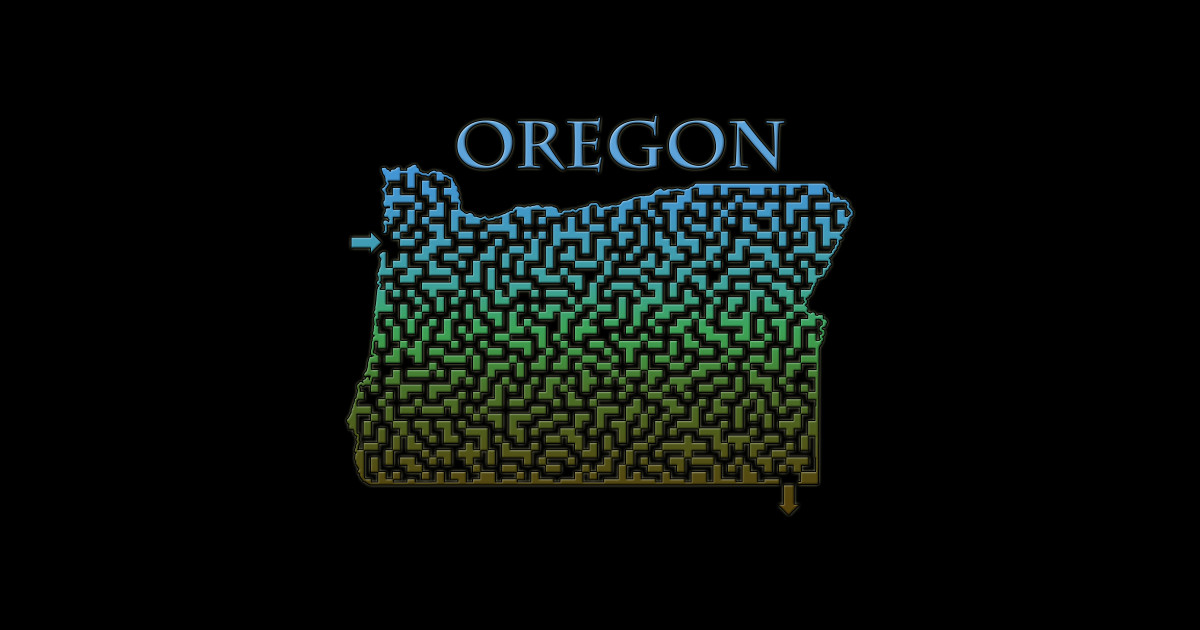 State of Oregon Colorful Maze - Oregon - Sticker | TeePublic