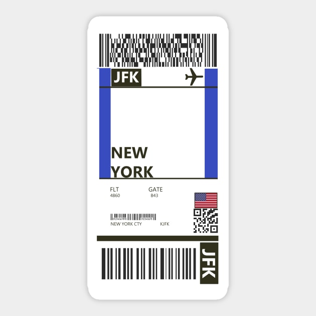 New York Boarding Pass - Boarding Pass - Sticker | TeePublic