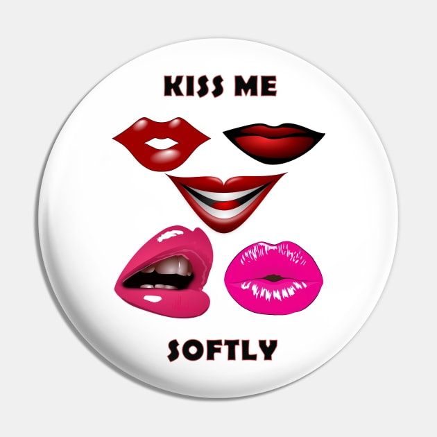 Kiss Me Softly Cartoon Illustration - Kiss Me - Pin | TeePublic