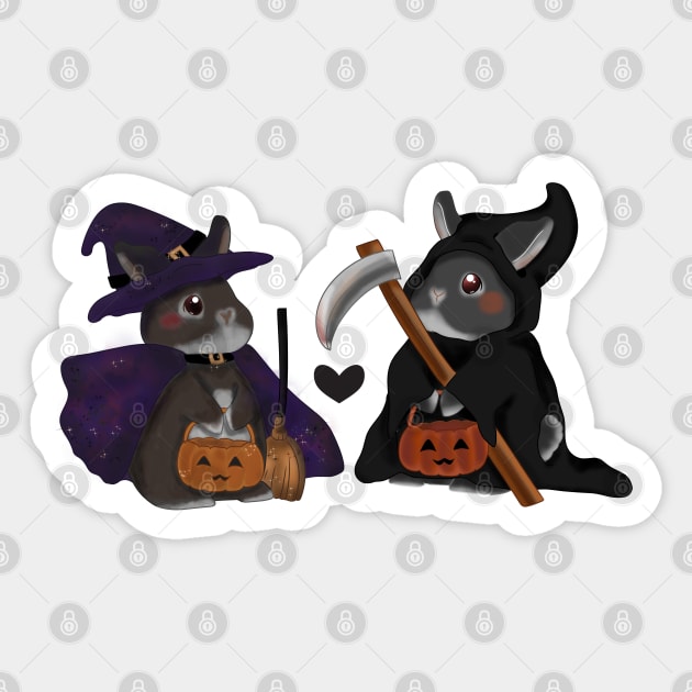 Witch and Grim Reaper Black Rabbit _ Bunniesmee Halloween Edition ...