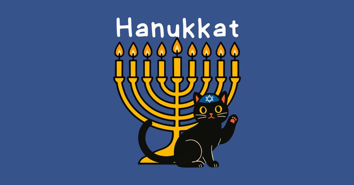 HanukKah Cat Funny Jewish Holiday 2025 - Hanukkah Cat - T-Shirt | TeePublic