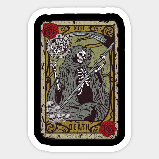 Vintage Death Tarot Card I Occult Skull Reaper print - Satan - Sticker ...