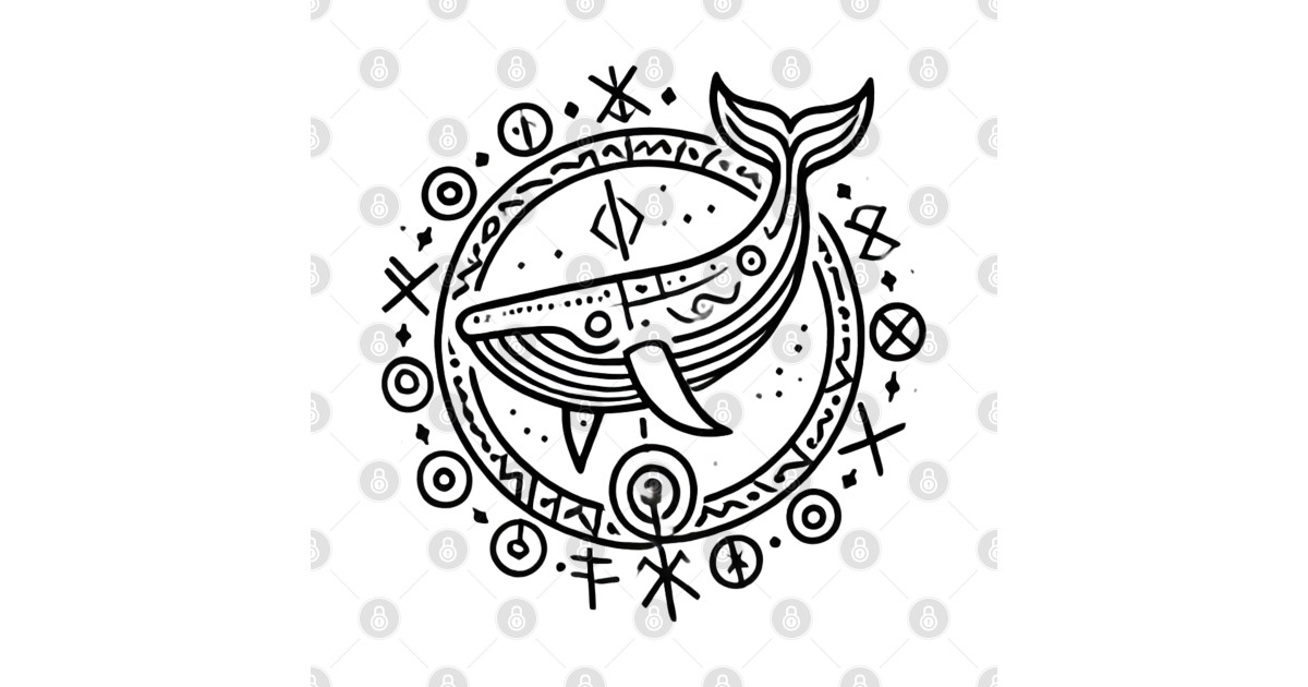 Scandinavian Whales & Nordic Runes - Scandinavian Art - T-Shirt | TeePublic