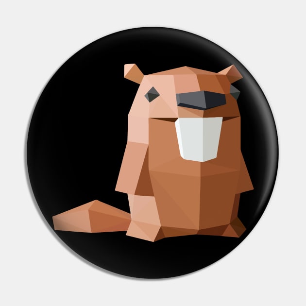 Cute Beaver Polygon With Big Teeth - Beaver - Pin | TeePublic