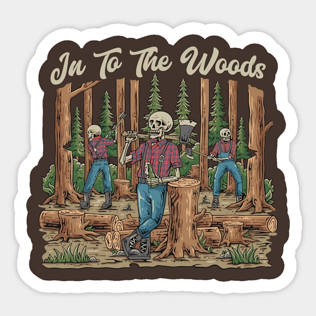 Skeletons cut down trees - Halloween Gifts - Sticker | TeePublic
