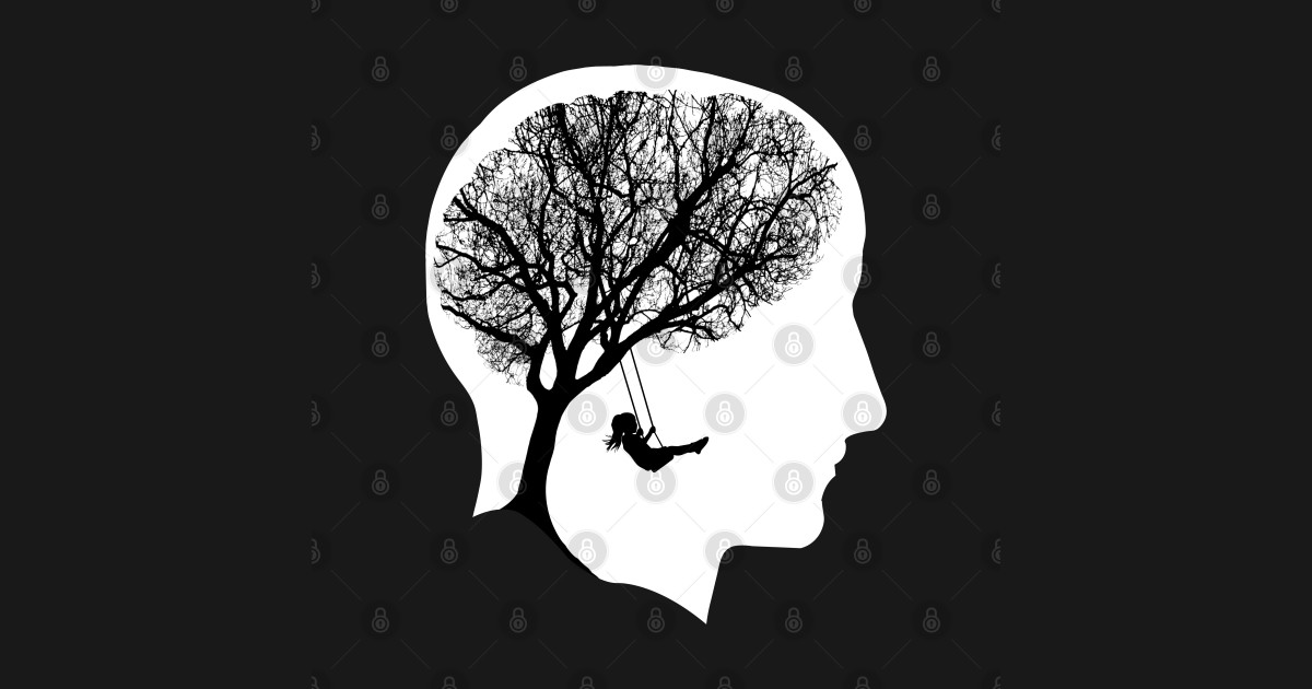 Tree branches brain person silhouette, trees, tree, branches, skull ...