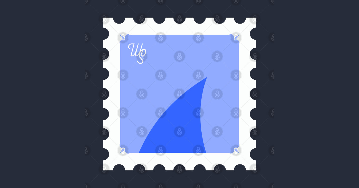 Wool Shark Fin Blue Stamp Illustration - Shark Fin Illustration - T ...