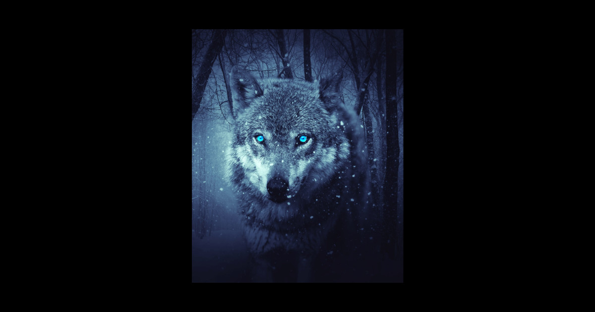 Blue-Eyed Wolf Face - Blue - Sticker | TeePublic