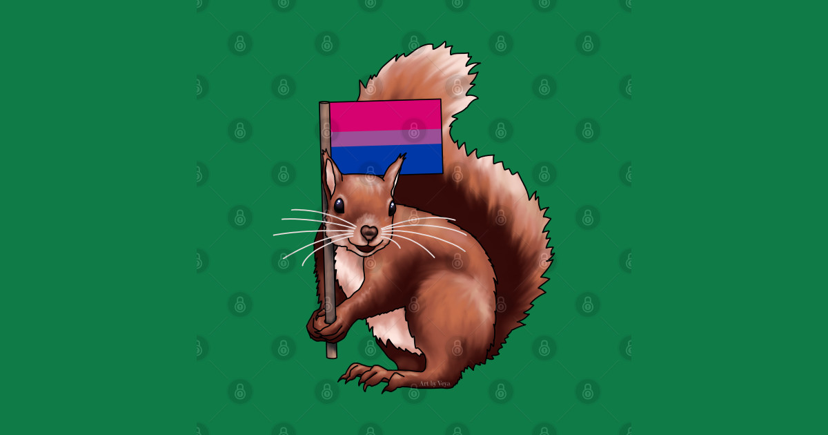 Squirrel with a Bi Flag - Squirrel - T-Shirt | TeePublic