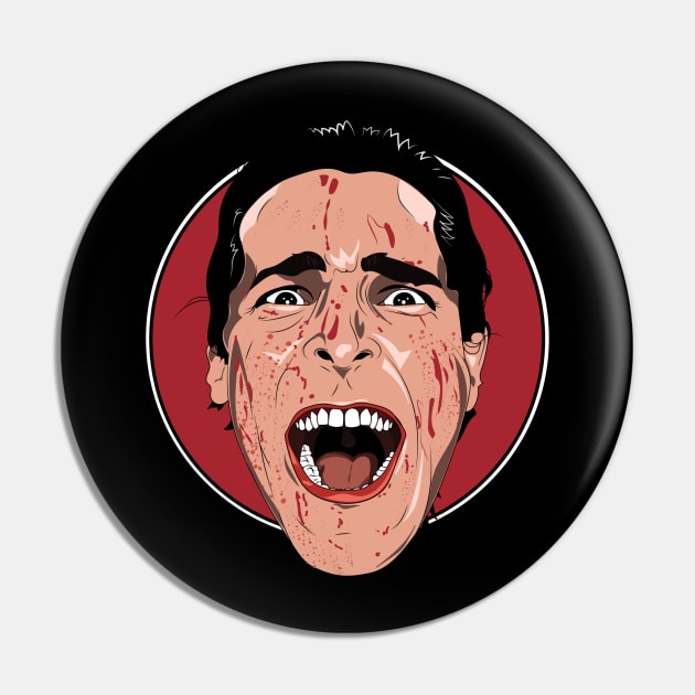 American Psycho Bloody Face Cartoon - American Psycho - Pin | TeePublic