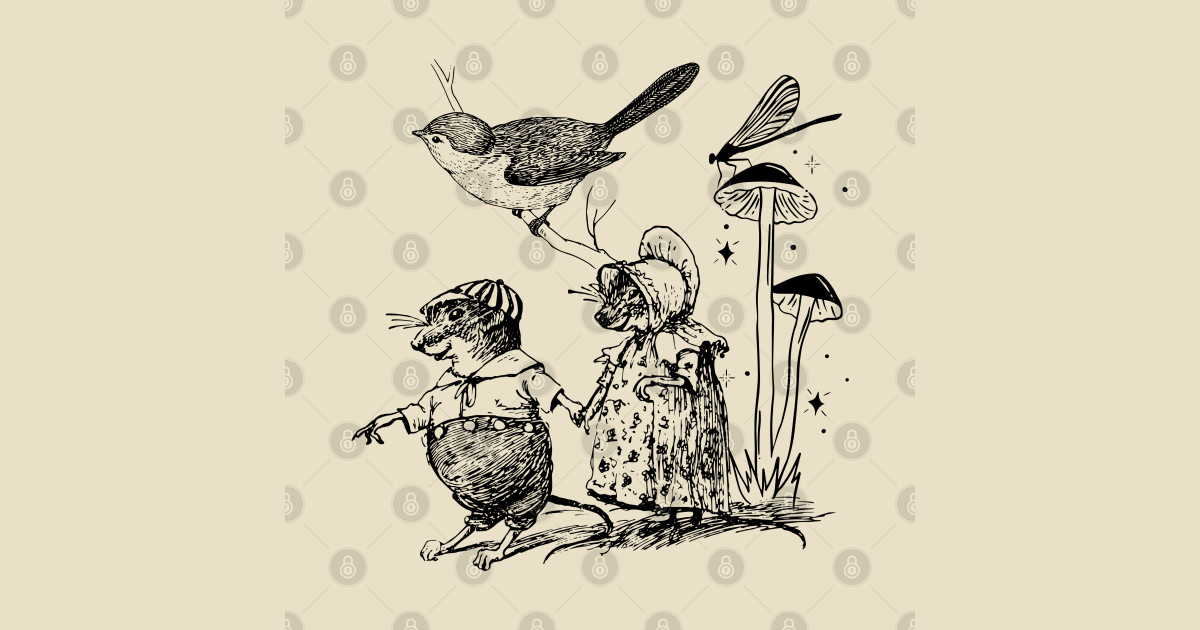 Weirdcore mice bird and mushrooms - Mice - T-Shirt | TeePublic